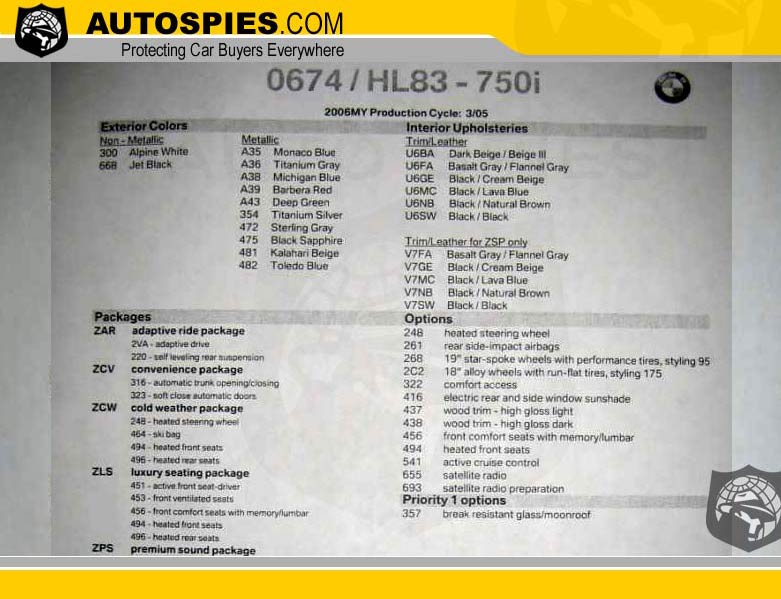 Auto Spies World Exclusive-Official 2006 BMW 7-series order guides-Part ...