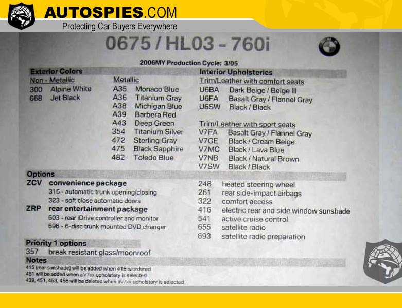 Auto Spies World Exclusive-Official 2006 BMW 7-series order guides-Part ...