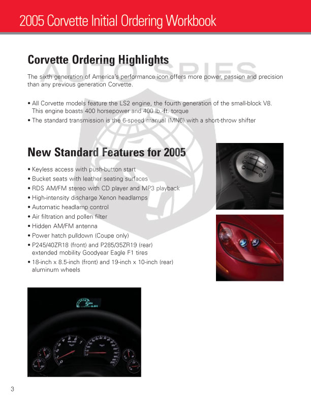 Hot! Official 2005 Corvette order guide - AutoSpies Auto News