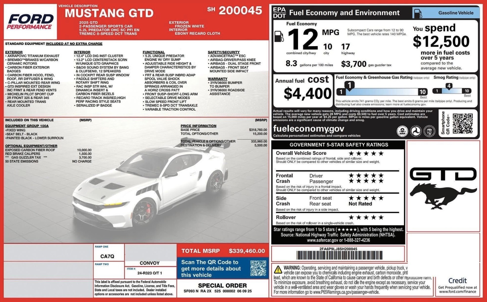2025 Ford Mustang GTD Base Price Tops $315,000 - AutoSpies Auto News