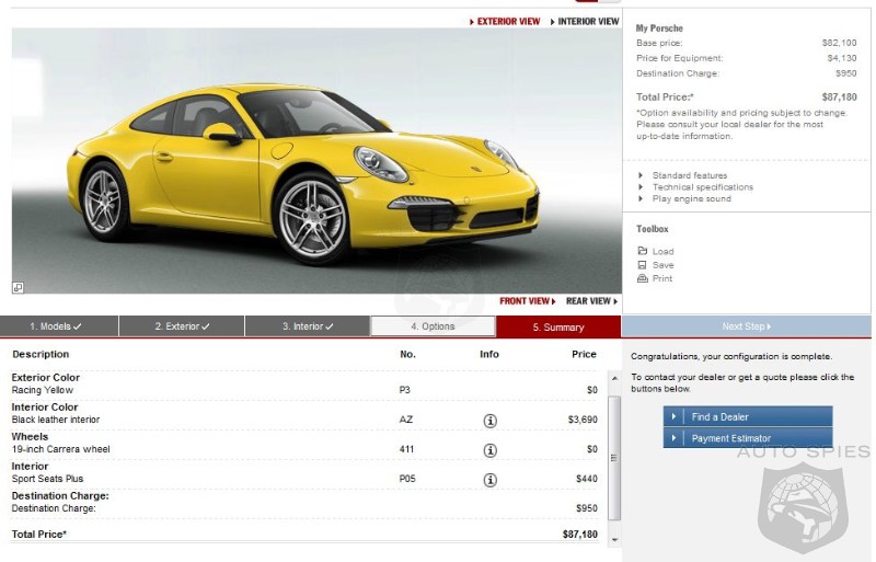 Pick Your Options Now! the 2012 Porsche 911 Configurator Is Already ...