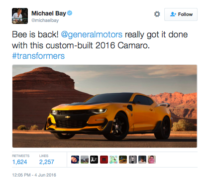 Michael Bay Reveals The All-New Chevrolet Camaro "Bumblebee" For The ...